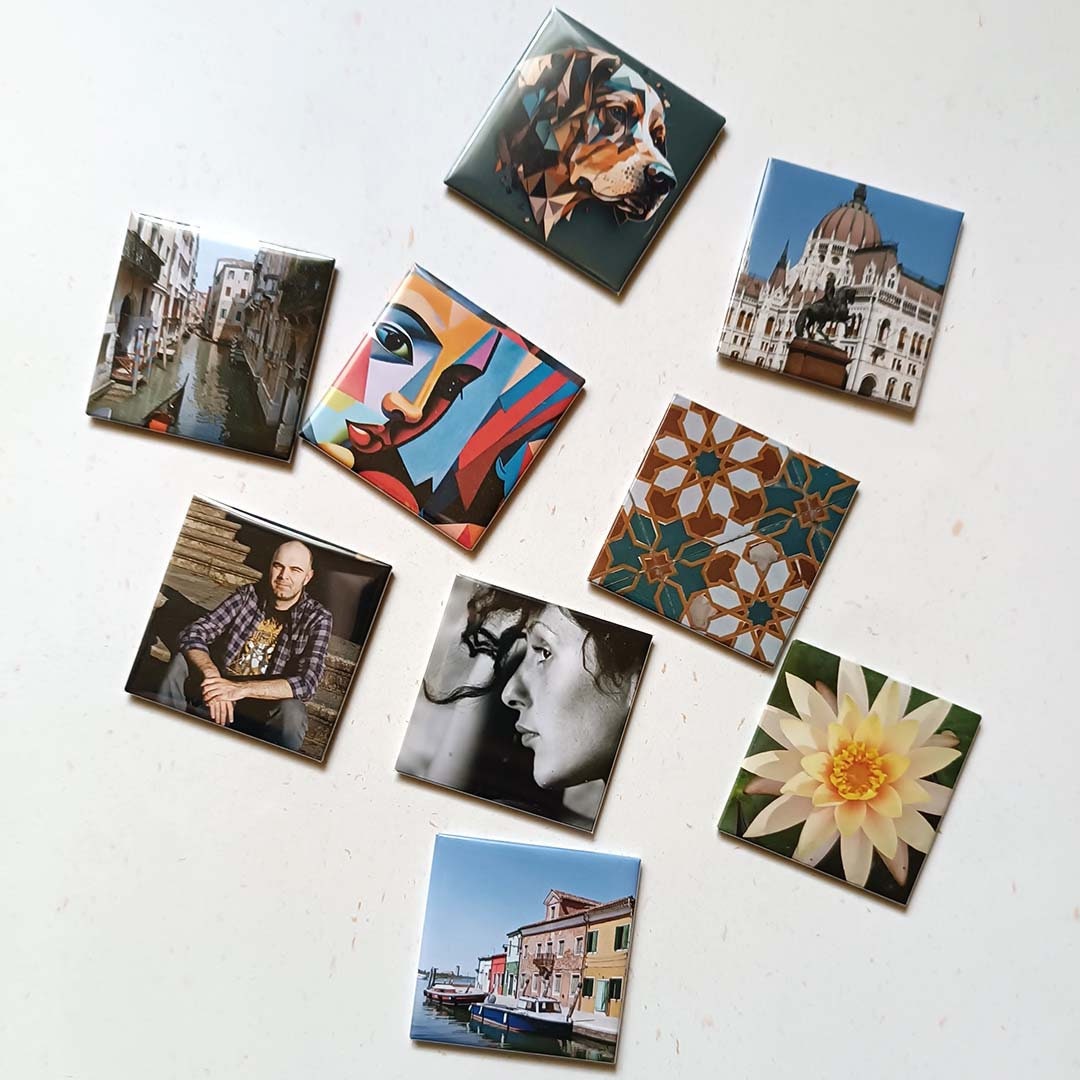 Set of 9 Square Photo Fridge Magnets (5cm by 5cm) Custom Pictures/art ...