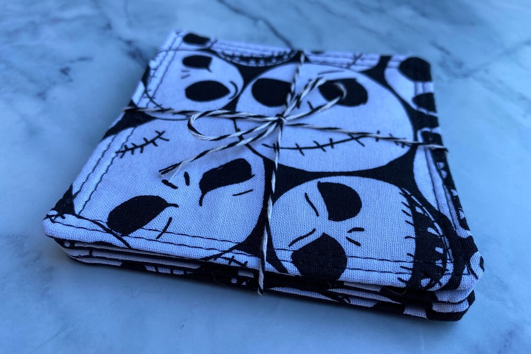 Jack Skellington Coasters -set of 4 Fabric Coasters, Reversible, Mug ...