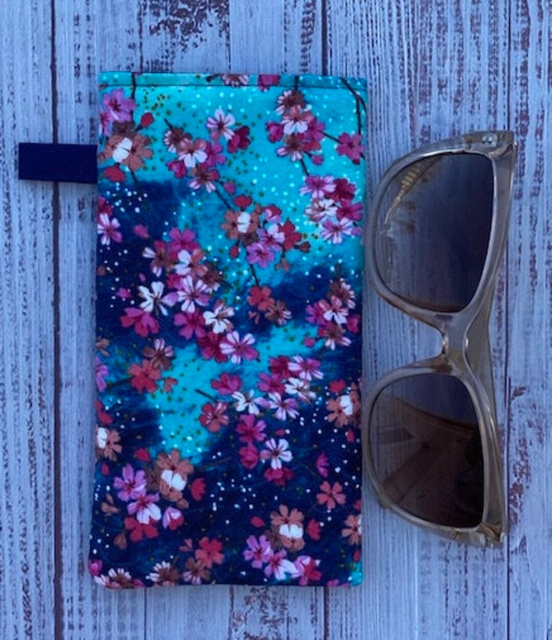 Painted Cherry Blossoms fabric Eyeglasses Case, Reading Glasses Case ...
