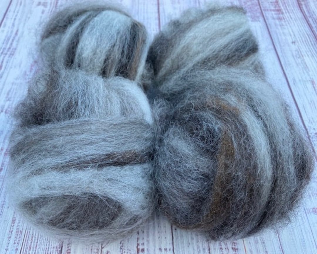 4 Oz Shetland Sheep Wool Roving, White/black/brown, Flecket, Hand ...