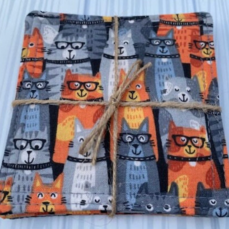 Fabric Cat Coasters - Etsy