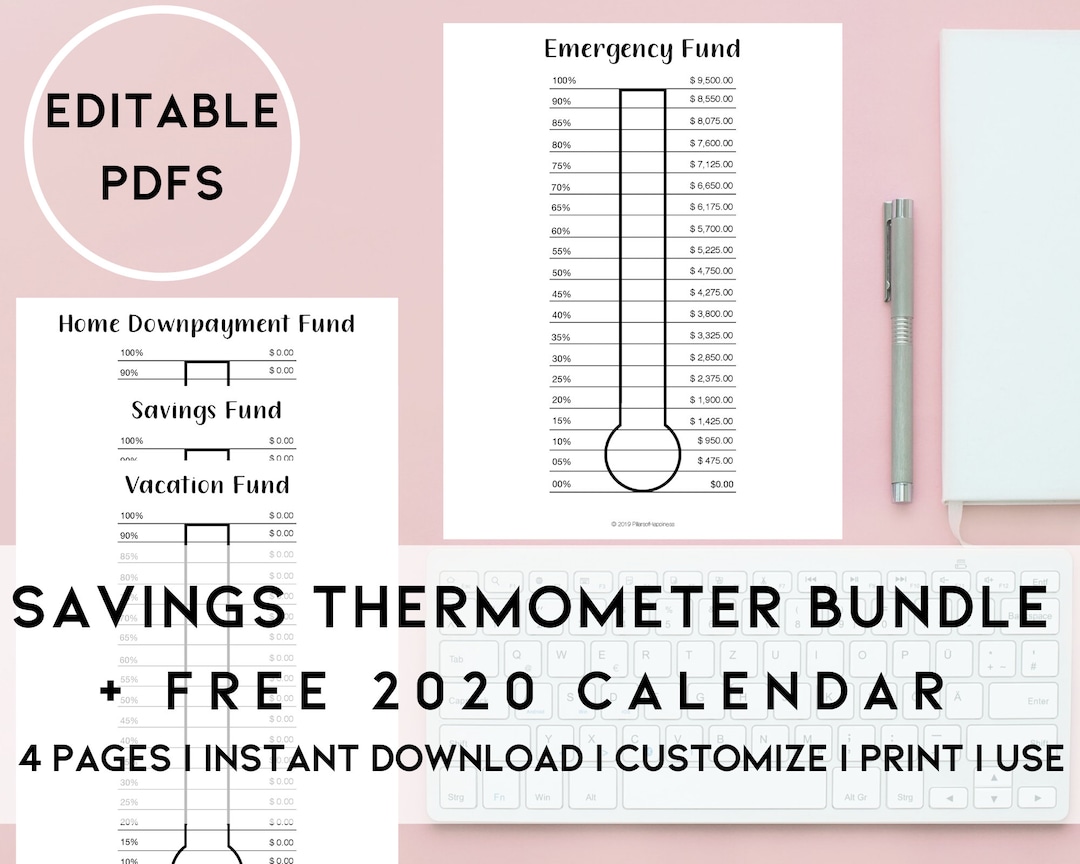 Savings Tracker Printable, Savings Thermometers - Etsy