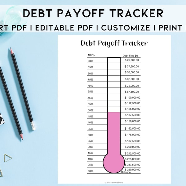 Debt Thermometer Tracker Printable Bundle, Debt Tracker Bundle, Debt ...