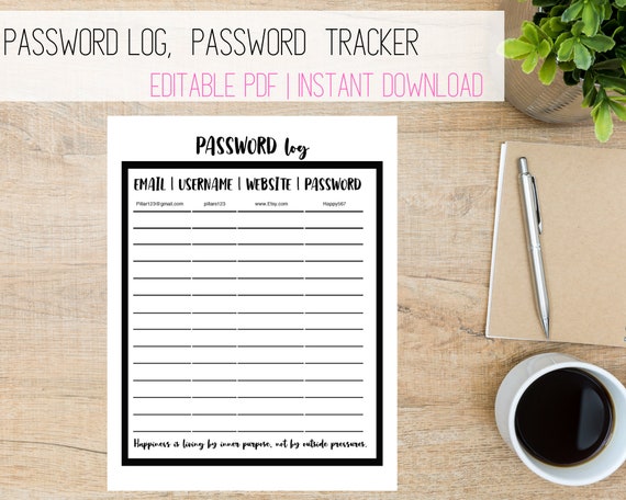 Password Tracker Printable | Etsy