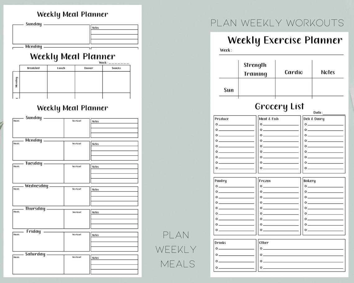 Health and Wellness Planner Fitness Planner Printable Log - Etsy