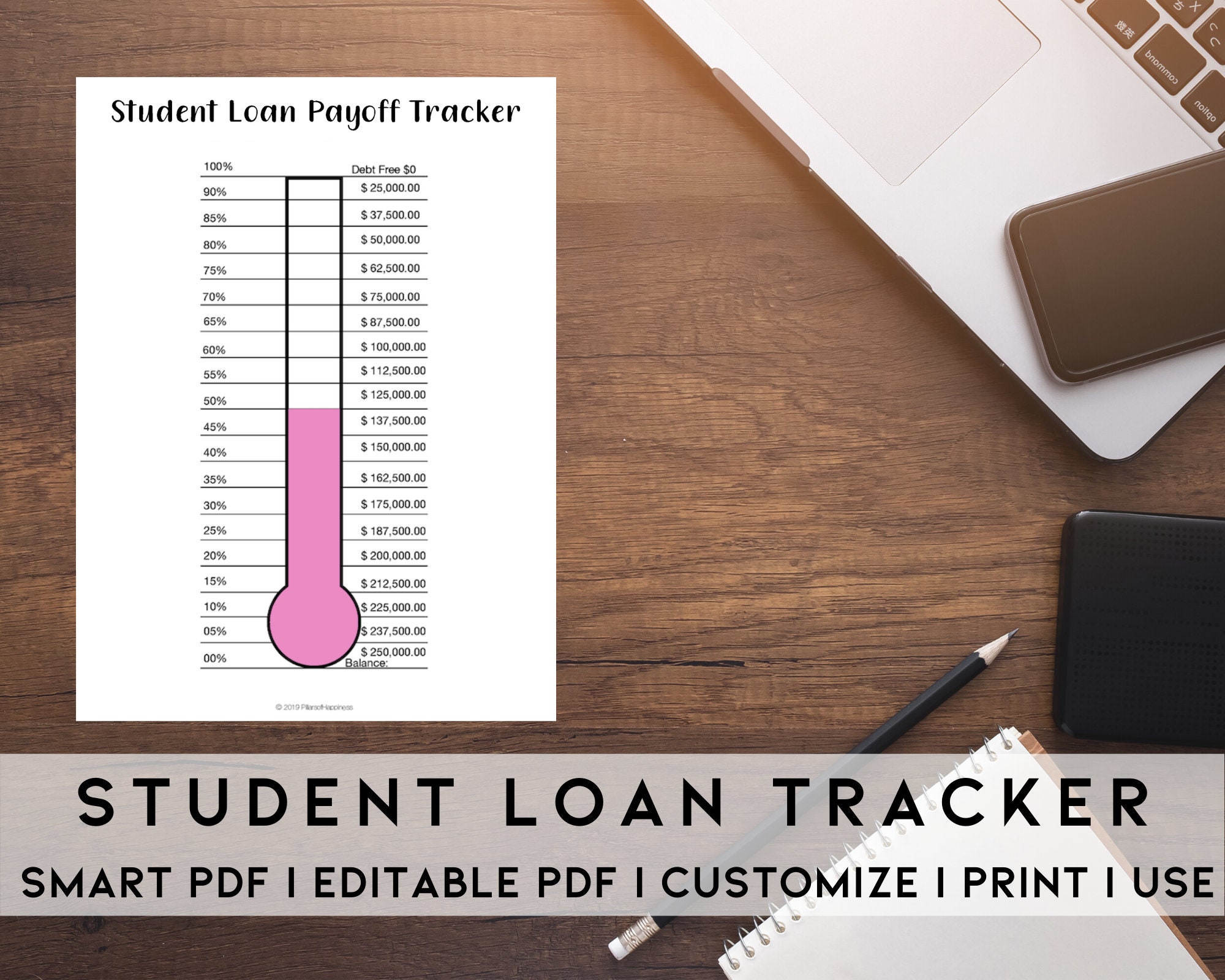 Student Loan Tracker Printable, Student Loan Thermometer, - Etsy