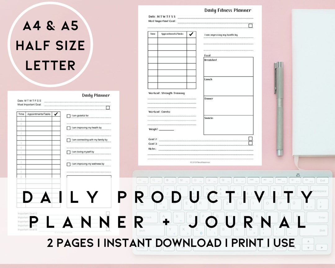Daily Planner Printable Productivity Planner, Schedule Planner, To-do ...