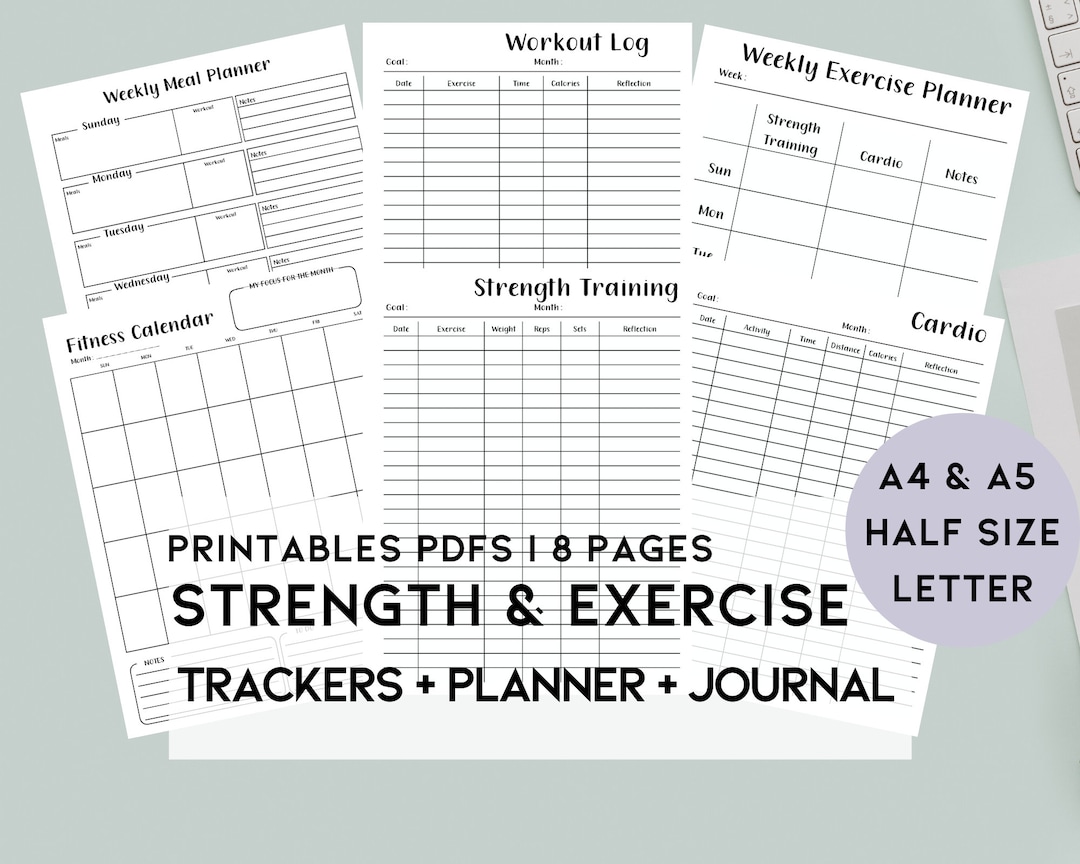 Workout Tracker Printable, Strength and Exercise Tracker, Fitness ...