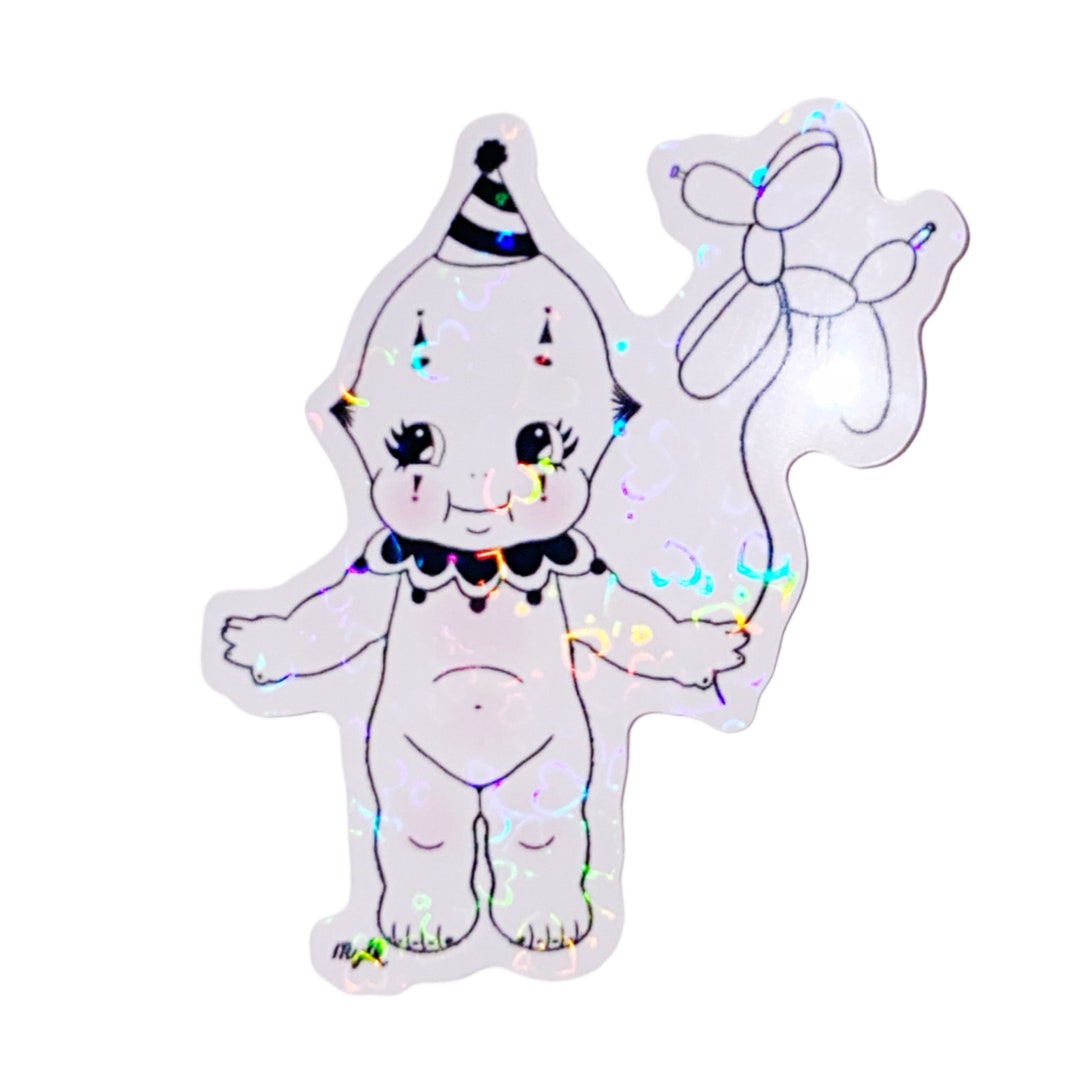 Kitsch Vintage Toy Cutie Clown Kewpie Doll With Balloon Dog Holographic ...