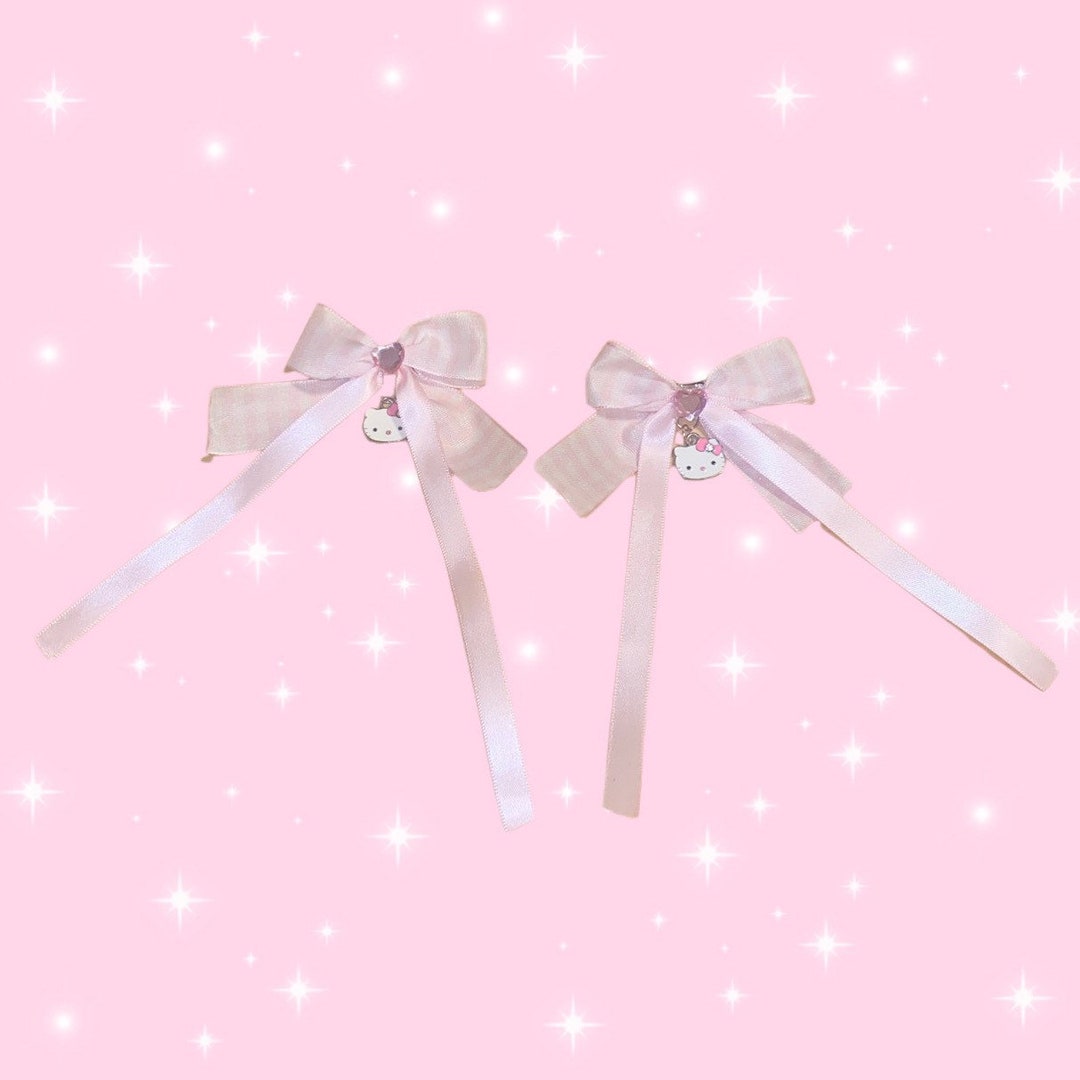 Hello Kitty Baby Pink Gingham Bows 2pcs - Etsy