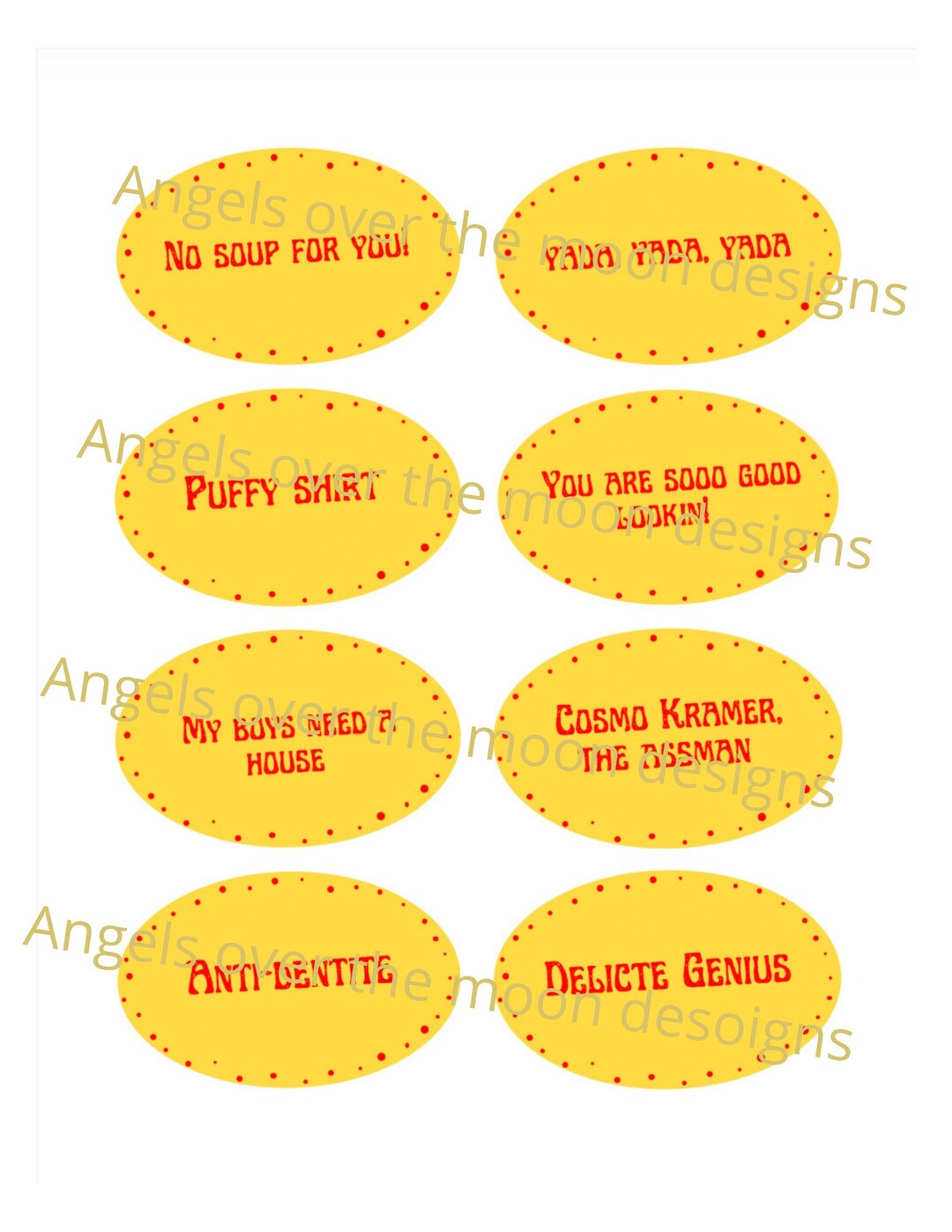 Seinfeld Sayings Printable Labels for Parties - Etsy