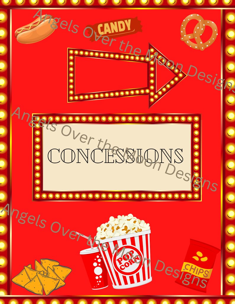 Movie Night Concessions Sign Printable - Etsy