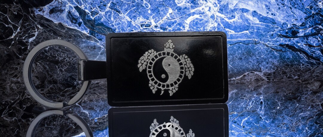 Yin Yang Engraved Sea Turtle Keyring Yes Option to Engrave on Back - Etsy