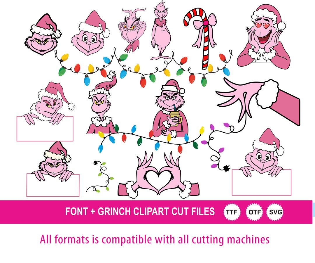 Grinch Font svg, Pink Character svg, Alfabeto, Fuente de carácter verde ...