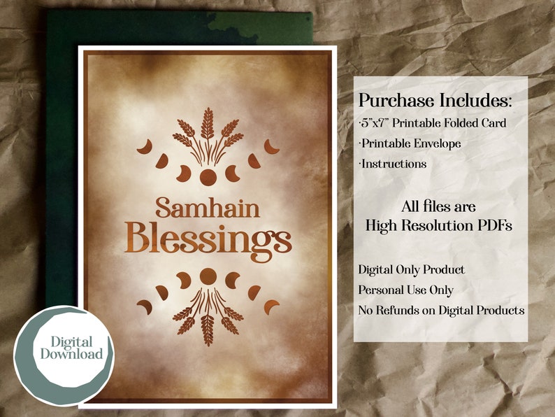 Samhain Printable Holiday Card - Witches New Year - Samhain Blessings ...