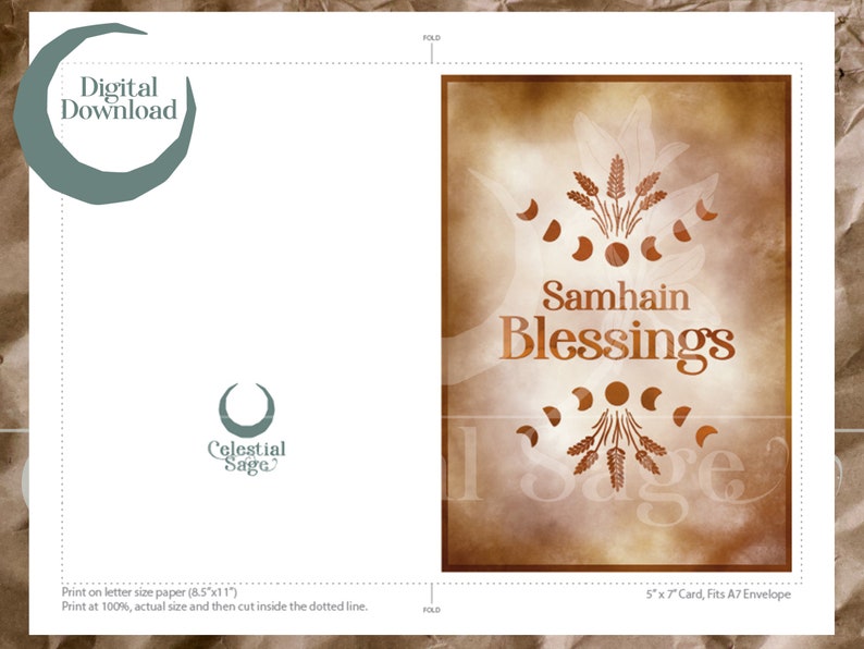 Samhain Printable Holiday Card - Witches New Year - Samhain Blessings ...