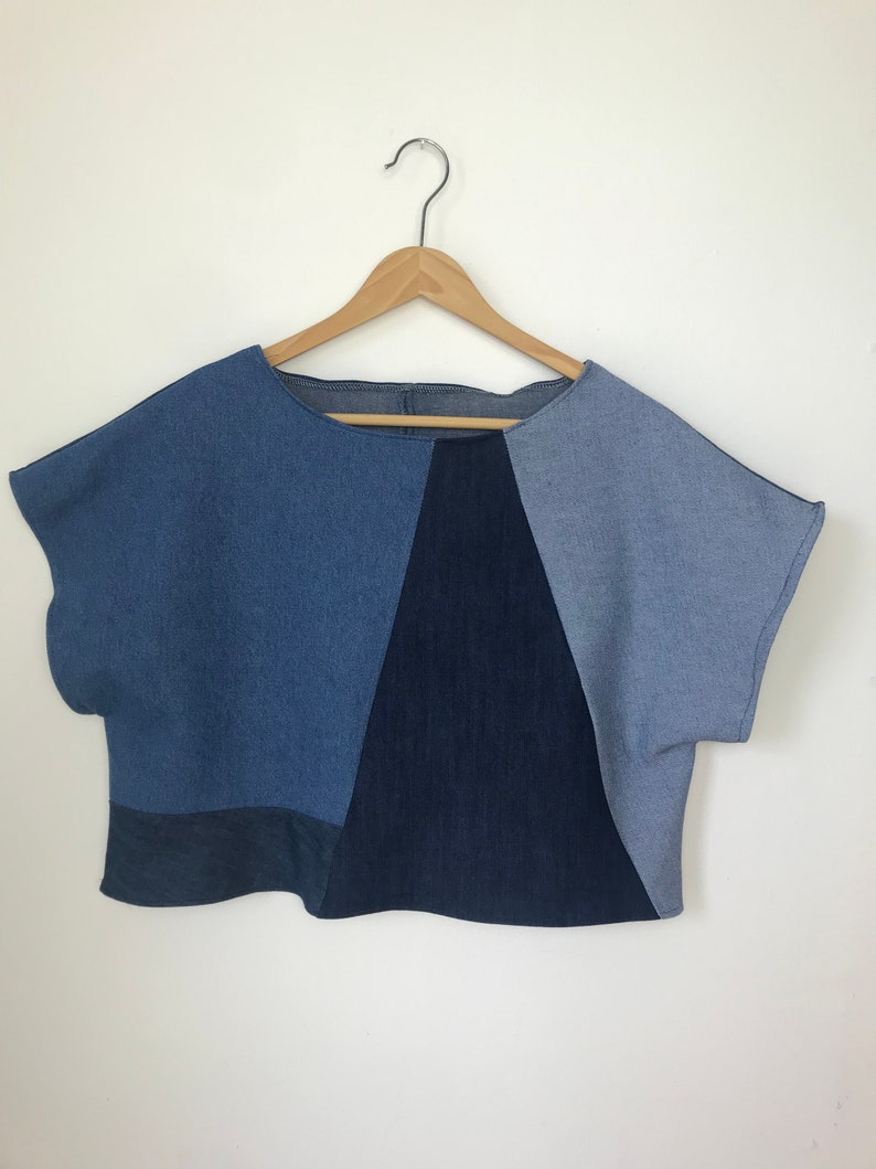 Hand Made Patchwork Denim Crop Top Upcycled | Etsy