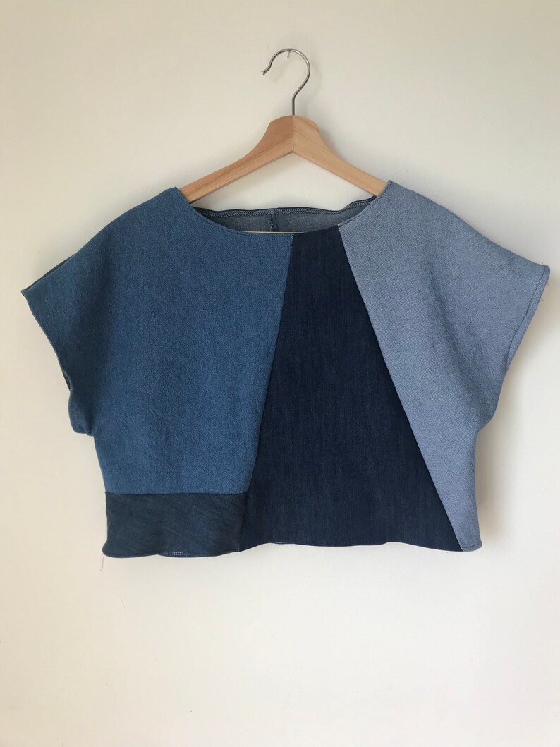 Hand Made Patchwork Denim Crop Top Upcycled | Etsy