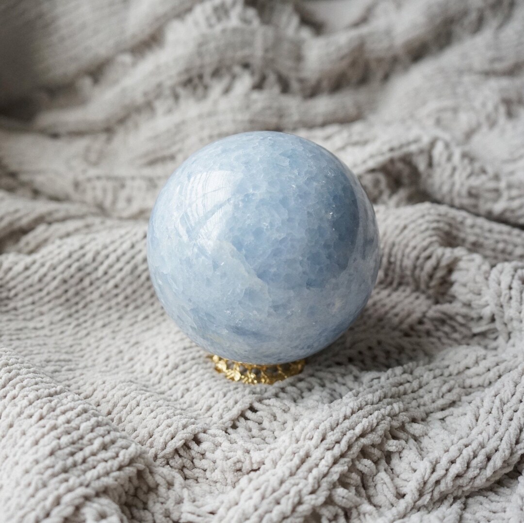 3.43lb Blue Calcite Crystal Ball - Throat Chakra - Healing and ...