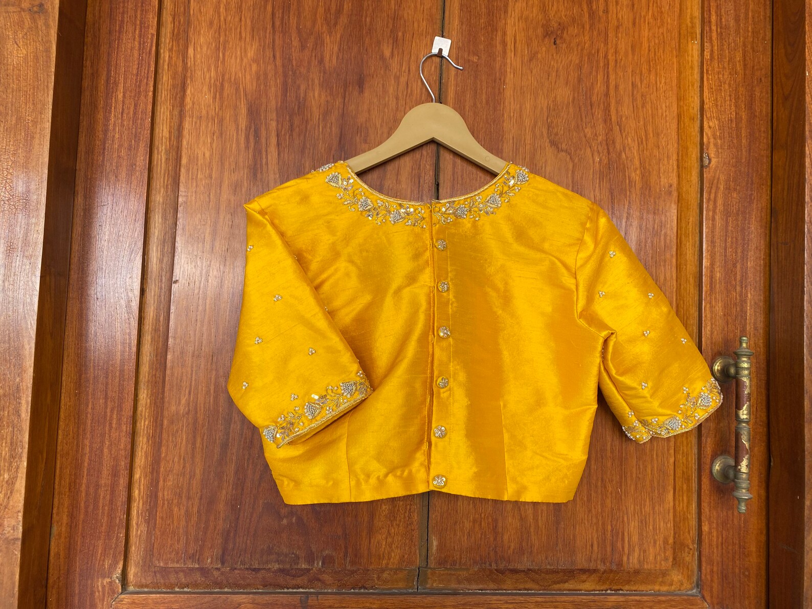 Pure Silk Hand Embroidery Blouse / Saree Maggam Yellow Blouse /yellow ...