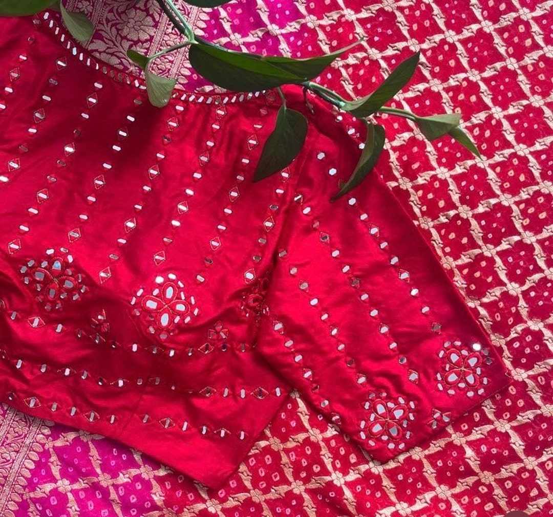Pure Silk Red Hand Embroidery Blouse/saree Maggam Blouse/raw Silk ...