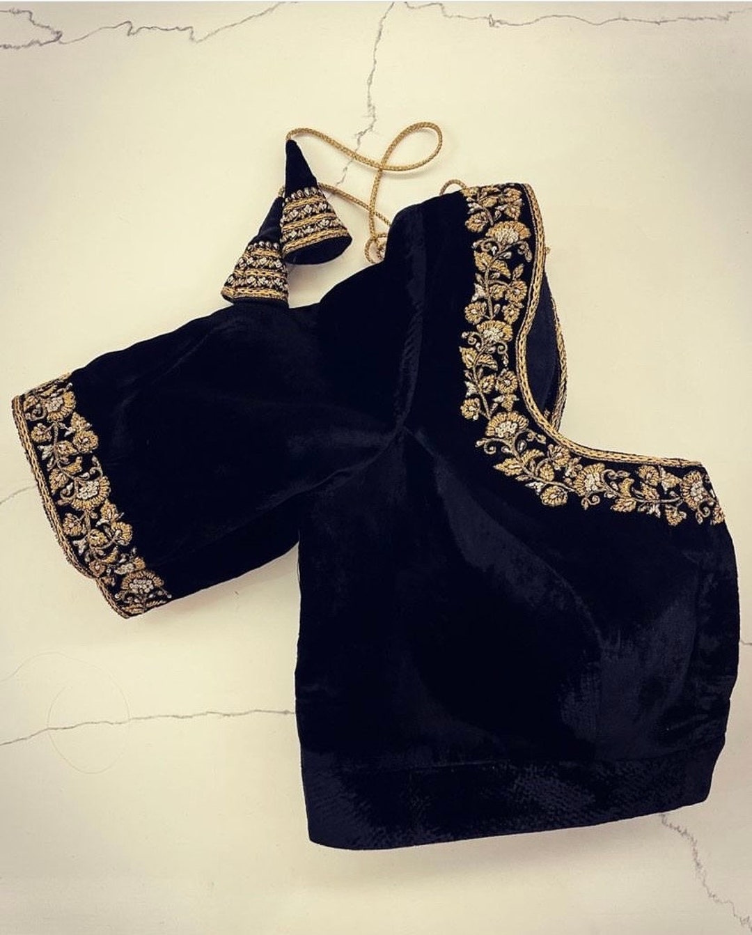 Pure Velvet Hand Embroidery Blouse /modern Saree Maggam Blouse/black ...