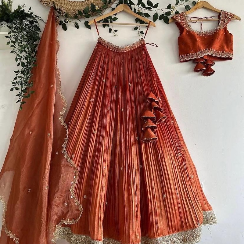 Bridal Lehenga Cream Red - Etsy