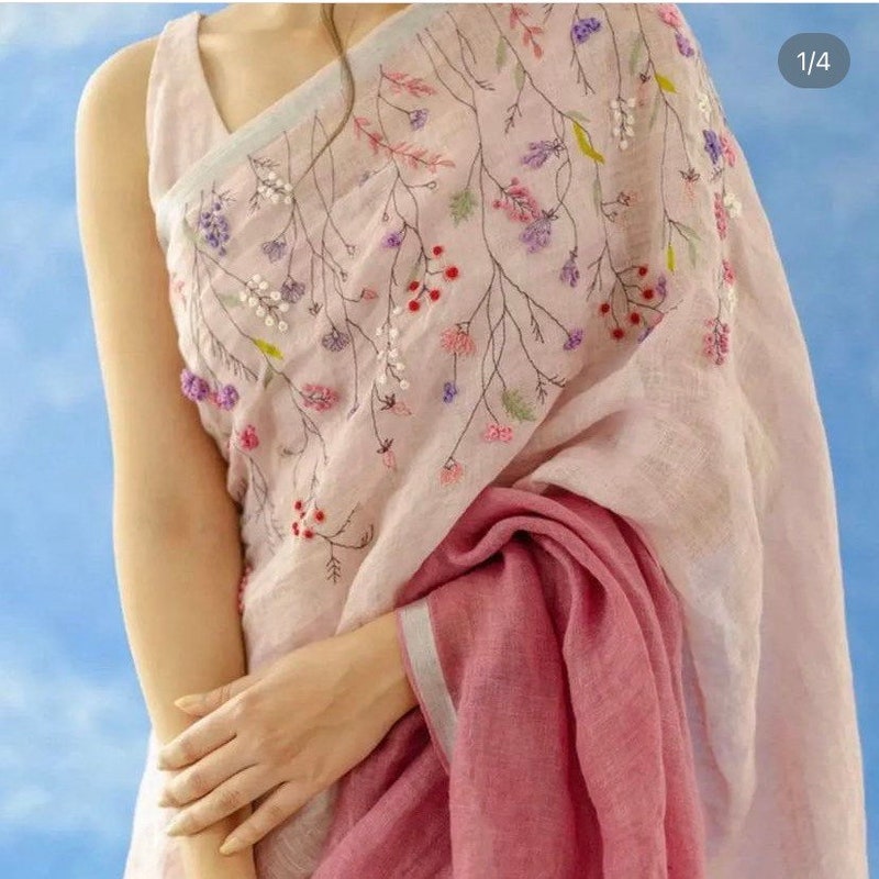 Linen Saree - Etsy