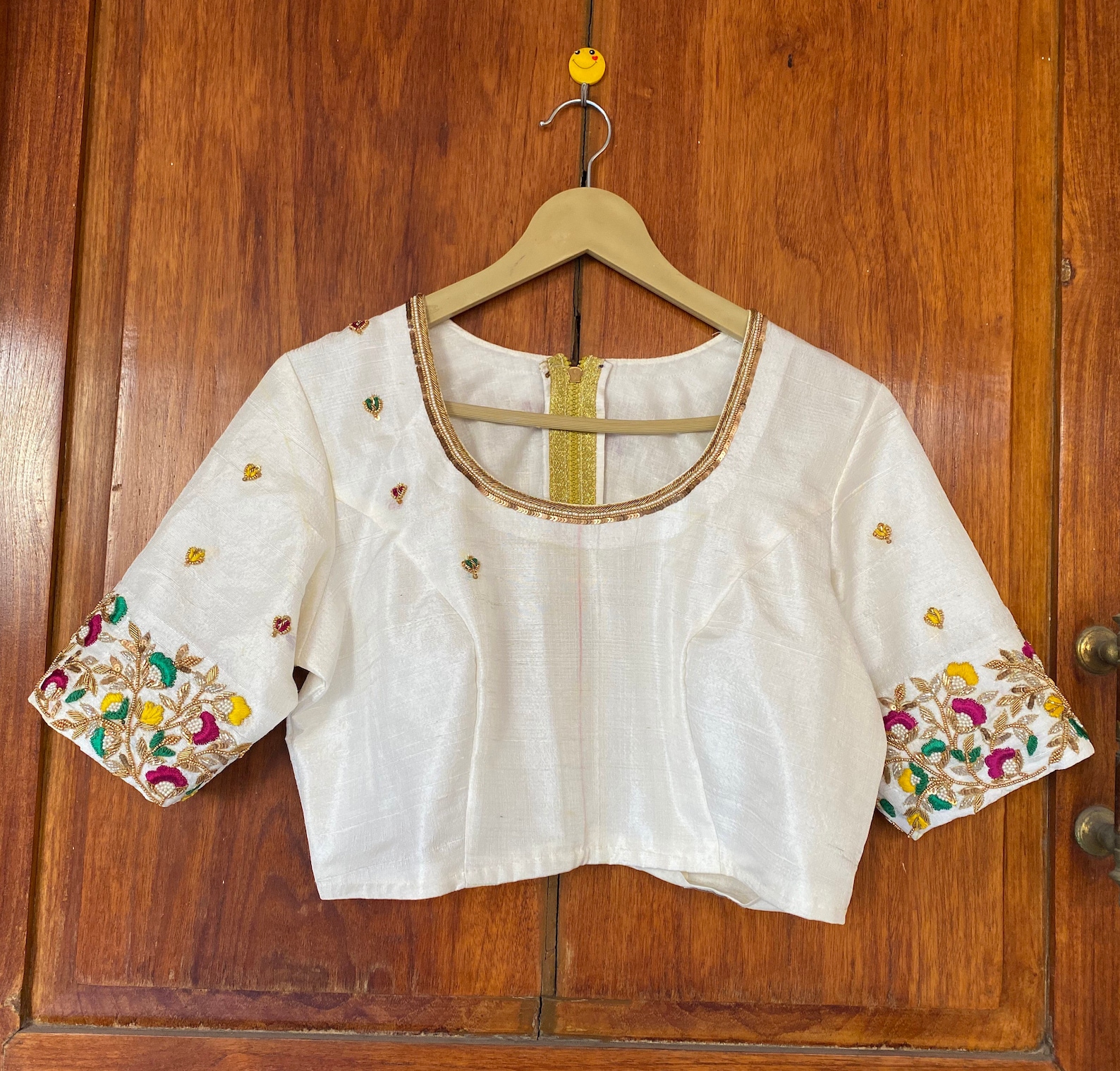 Pure Silk Hand Embroidery Blouse / Multicolor Maggam Blouse / Raw Silk ...