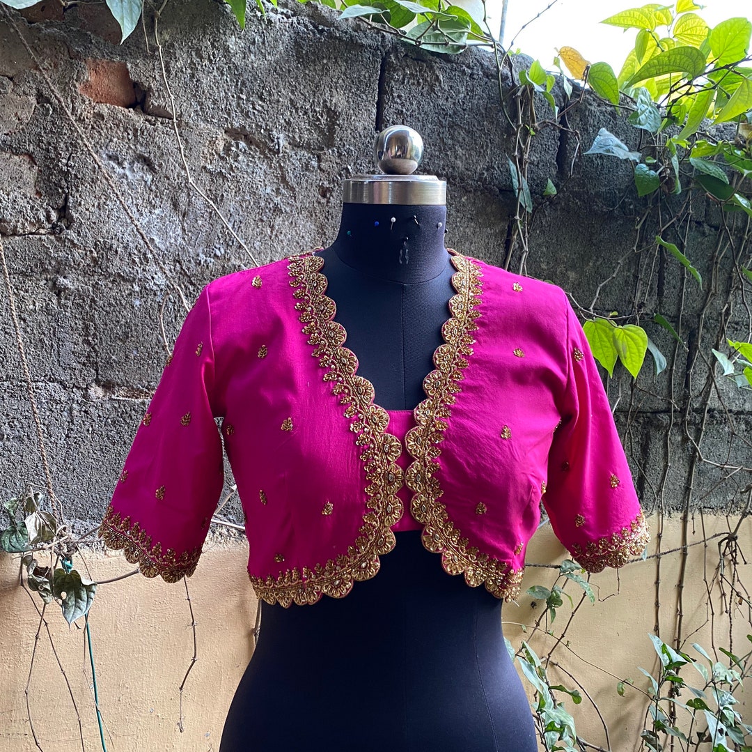 Pure Silk Hand Embroidery Blouse / Pinksaree Maggam Blouse / Raw Silk ...