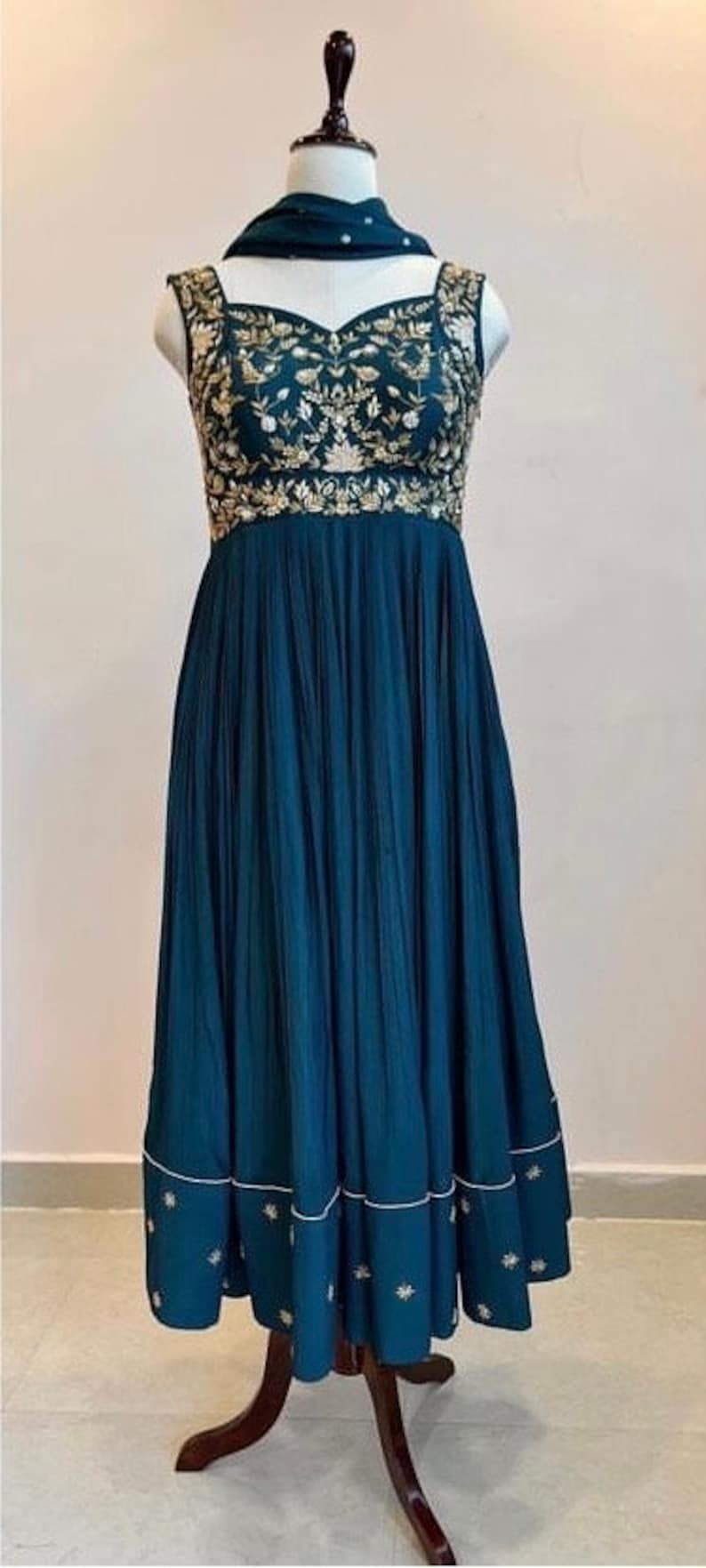 Blue Anarkali Suit Usa/hand Embroidery Anarkali Kurta/royal Blue ...