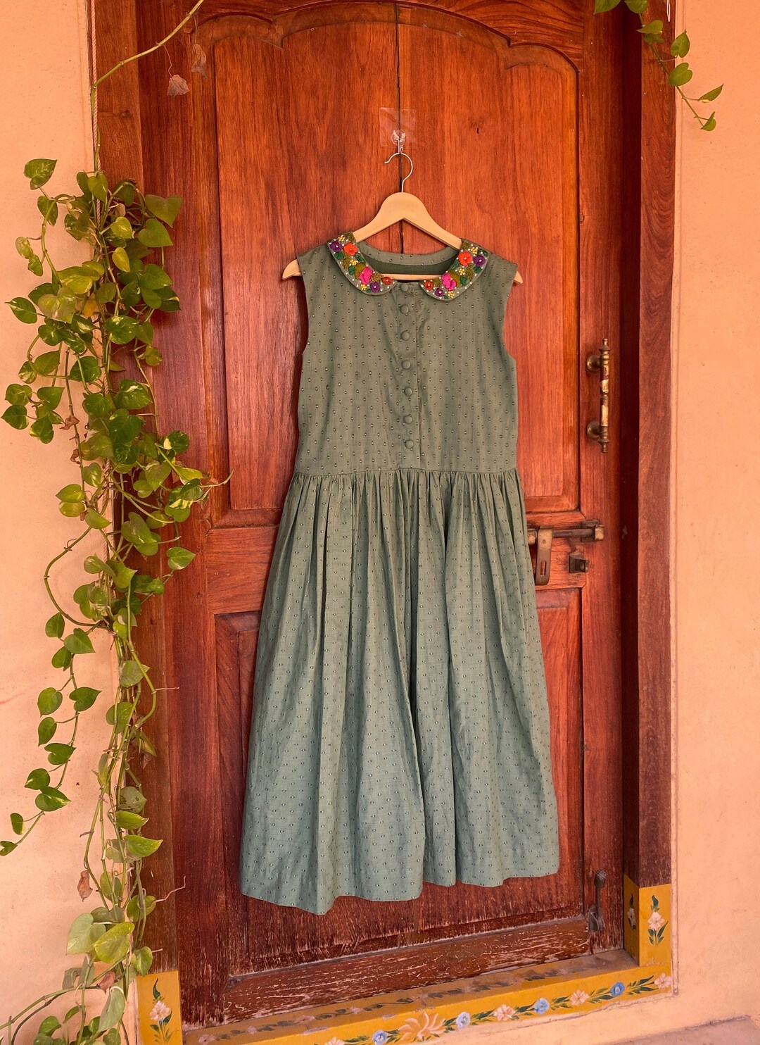 Organic Cotton Dress/handloom Dress With Embroidery/vintage Cotton ...