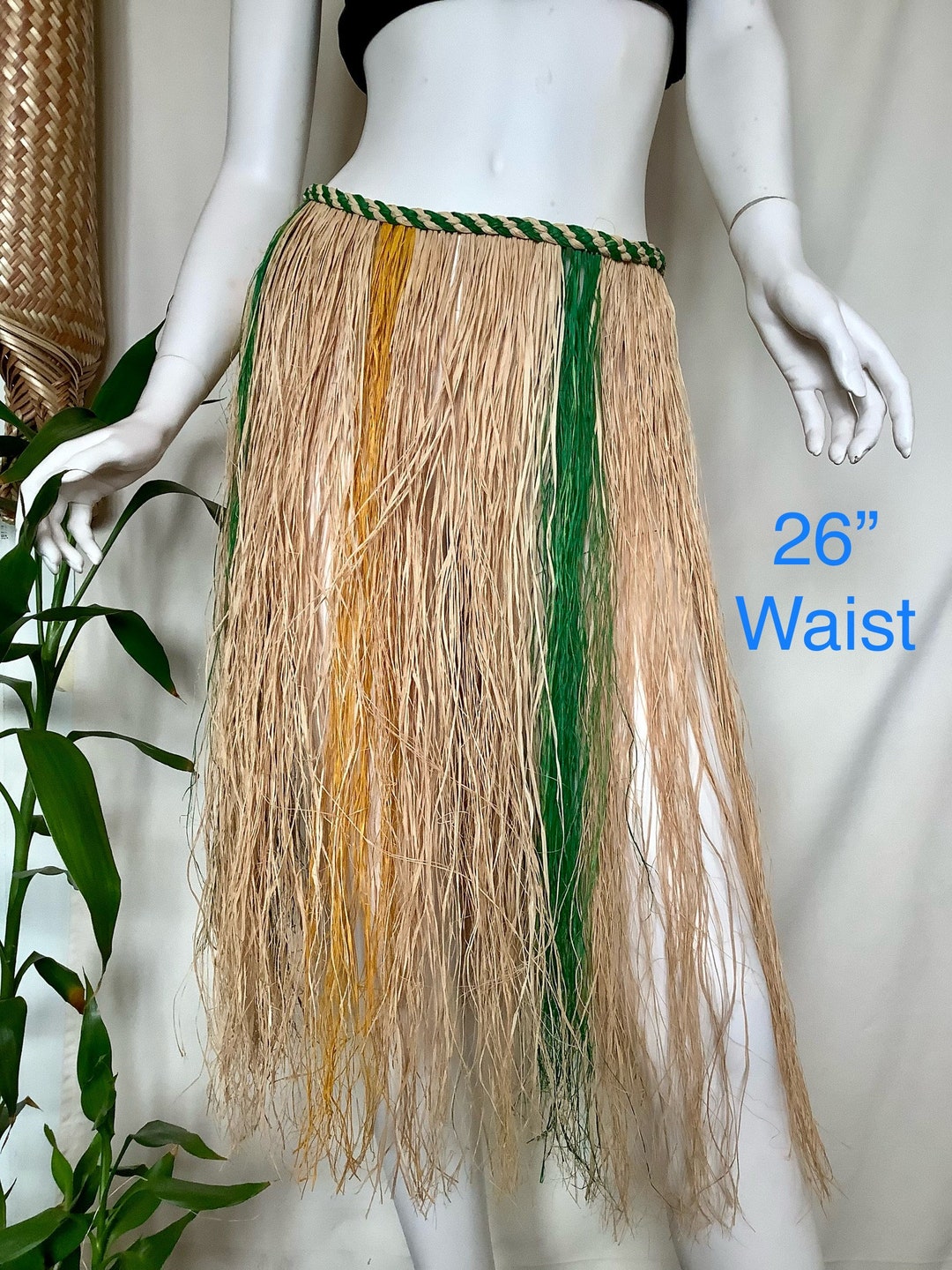 Real Raffia Organic Palm Leaves Grass Hulu Skirt Hawaiian Dance ...