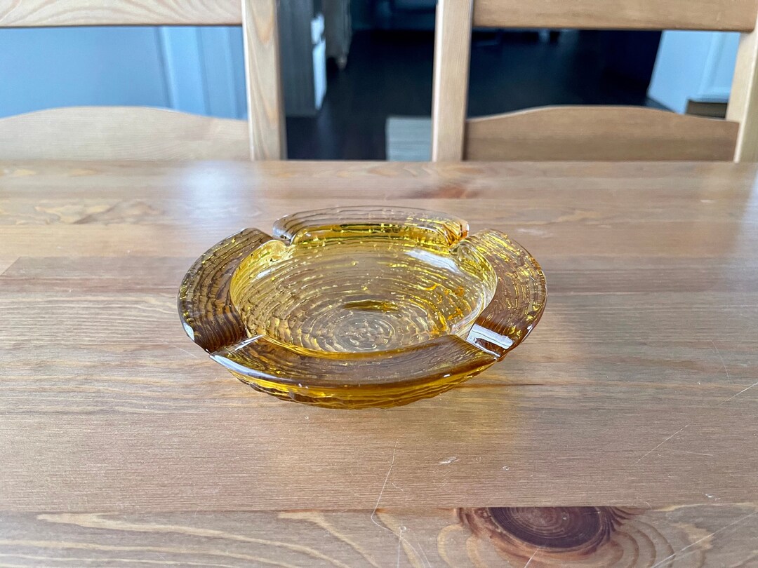 Mid Century Anchor Hocking Sereno Heavy Amber Glass Retro Ashtray - Etsy