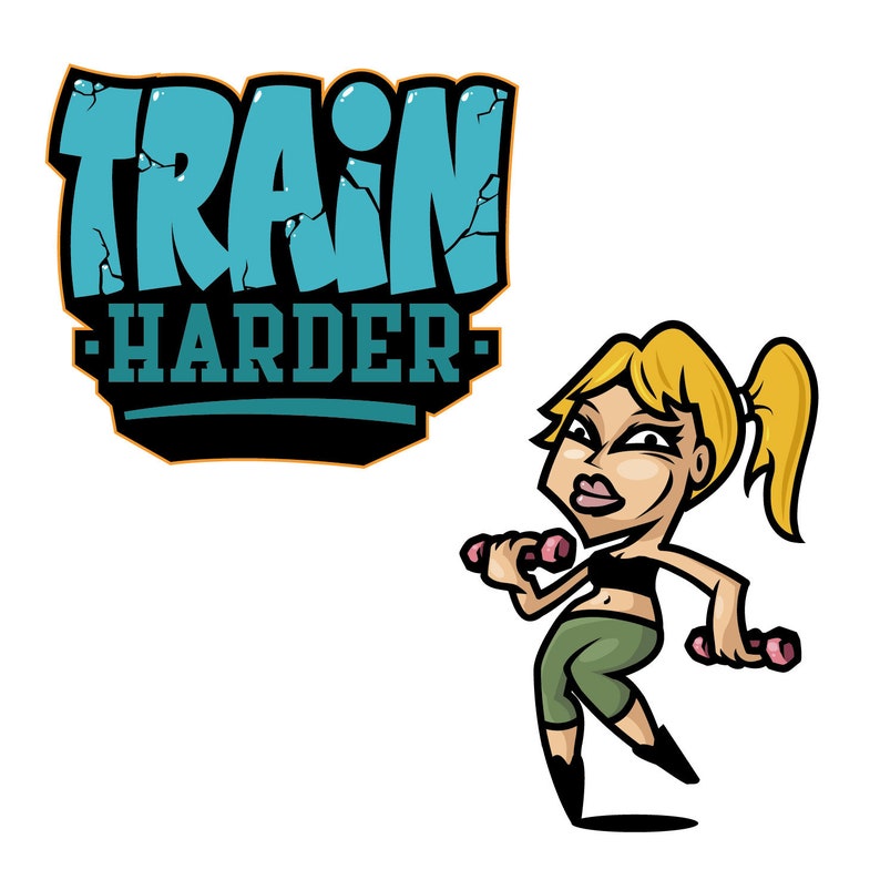 Train Harder Logotype Character Design Gym Graphic Svg - Etsy