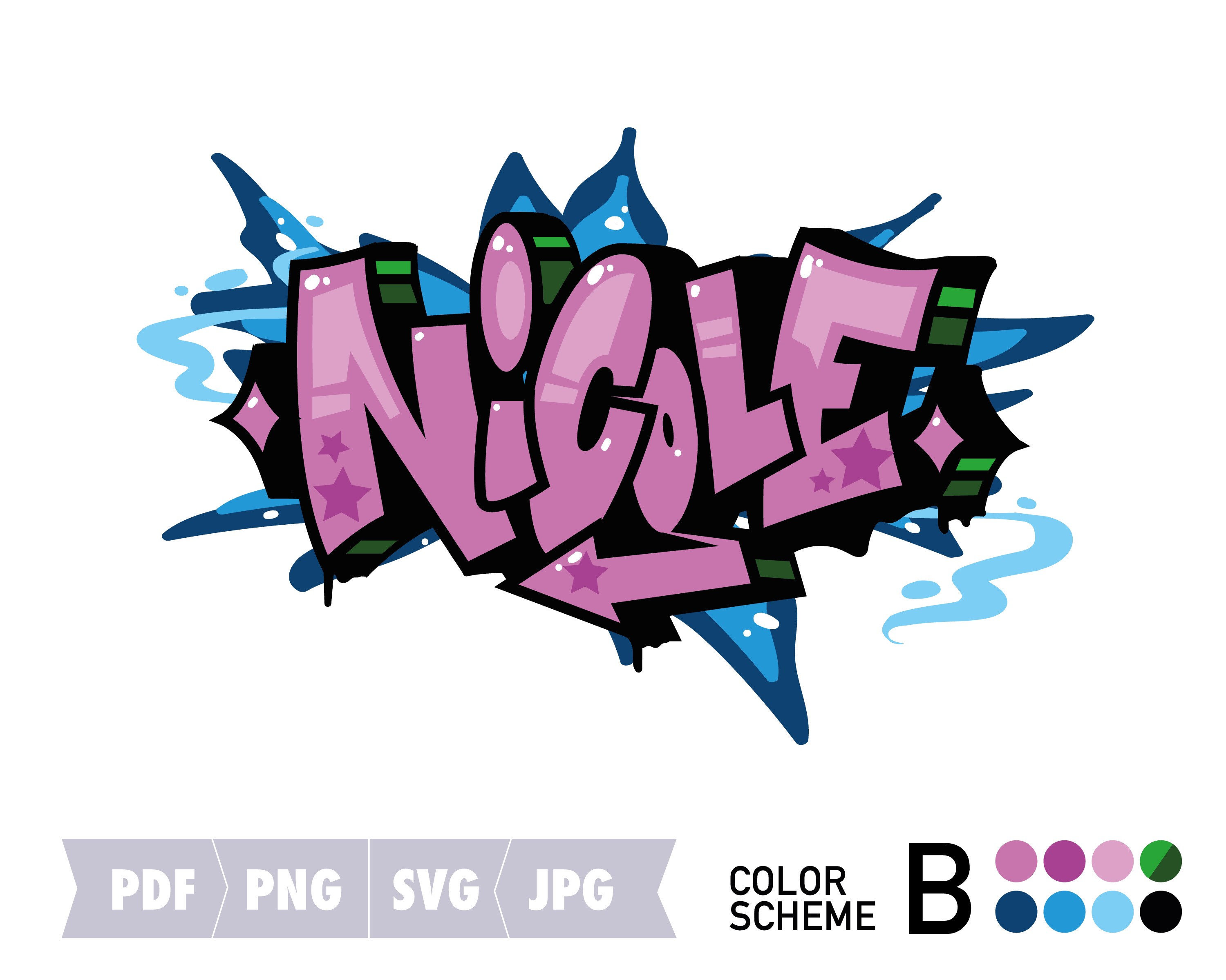 Your name graffiti vector graphic personalized digital | Etsy