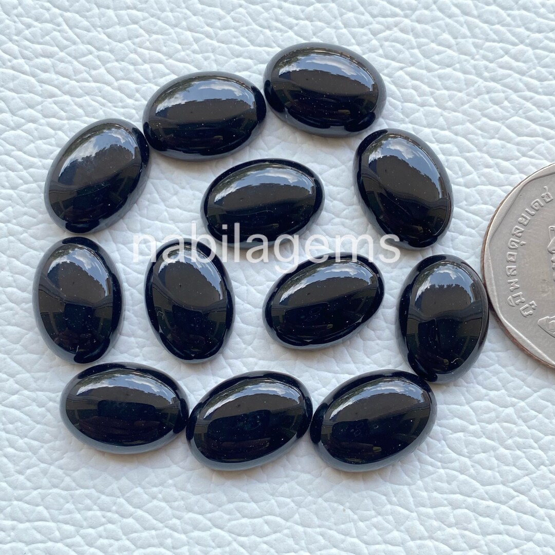 Schwarzer Onyx Oval Edelstein, loser Edelstein, Natürlicher Schwarzer ...