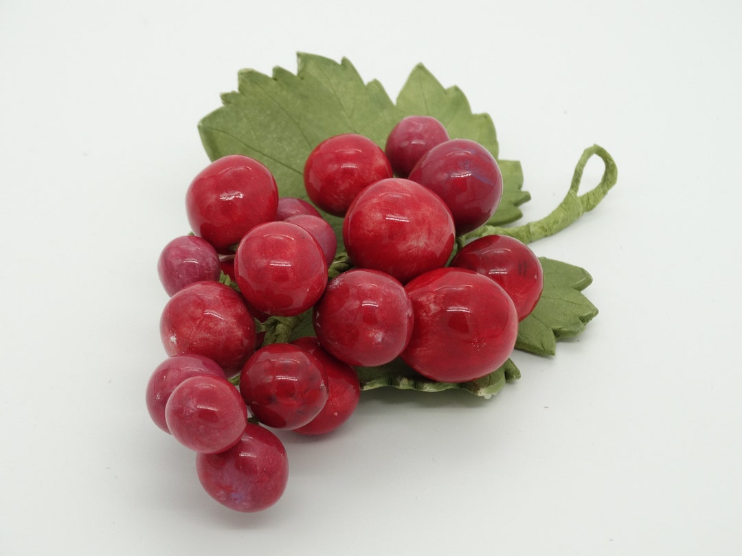 Ceramic 20 Red Grapes Decorative Grapes Realistic Branch of Grapes Life ...