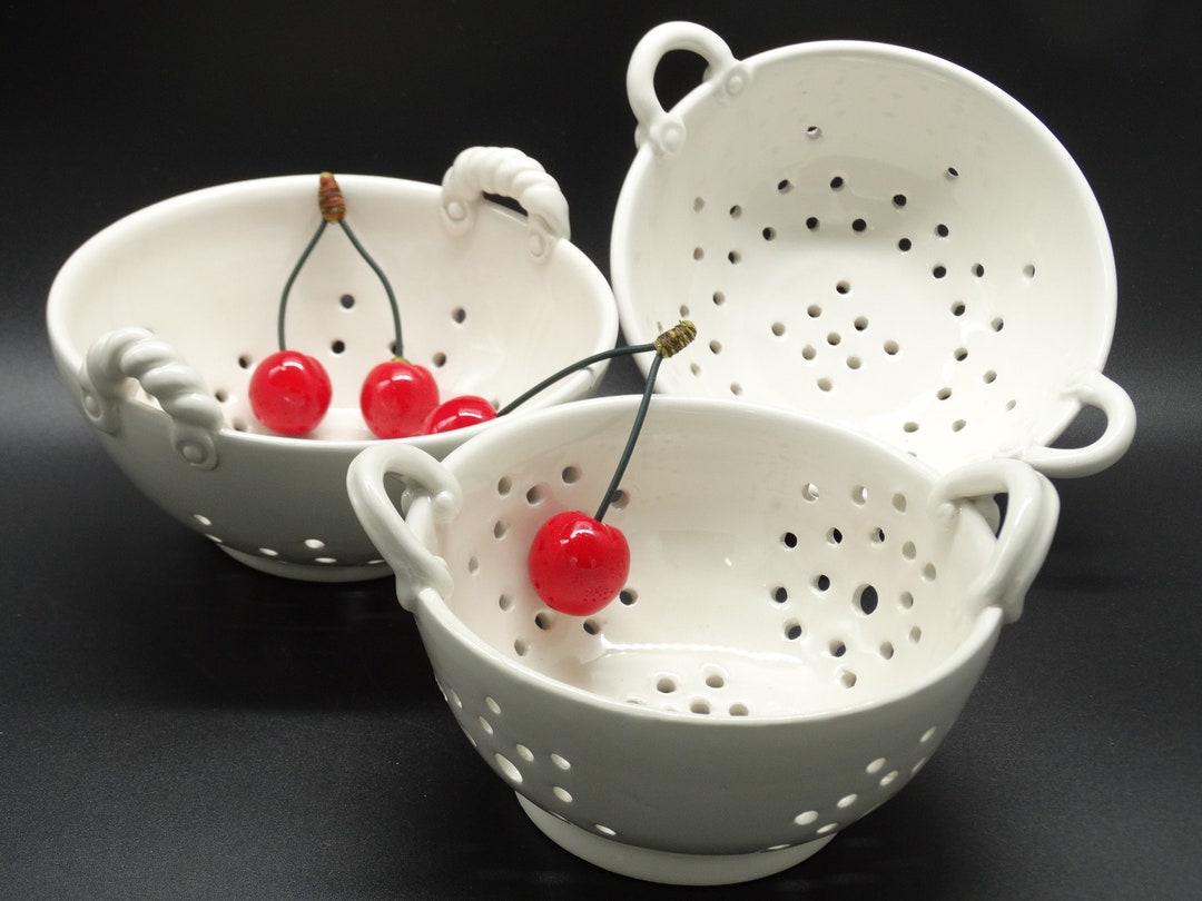 Ceramic (1 Piece )colander Pierced for Washing Small Fruits White ...