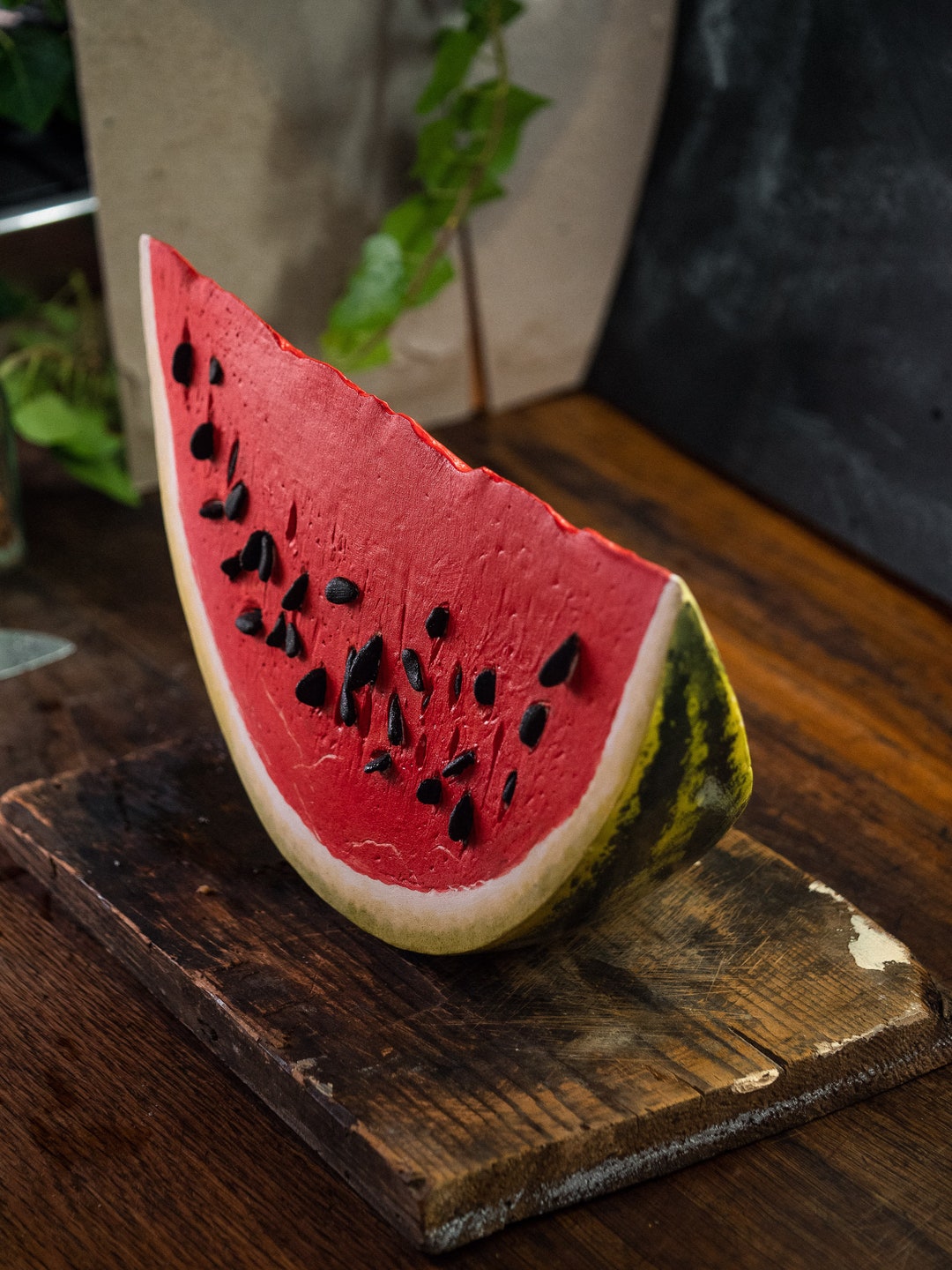 Watermelon Ceramic Slice Sculpture Realistic Handmade Watermelon Summer ...