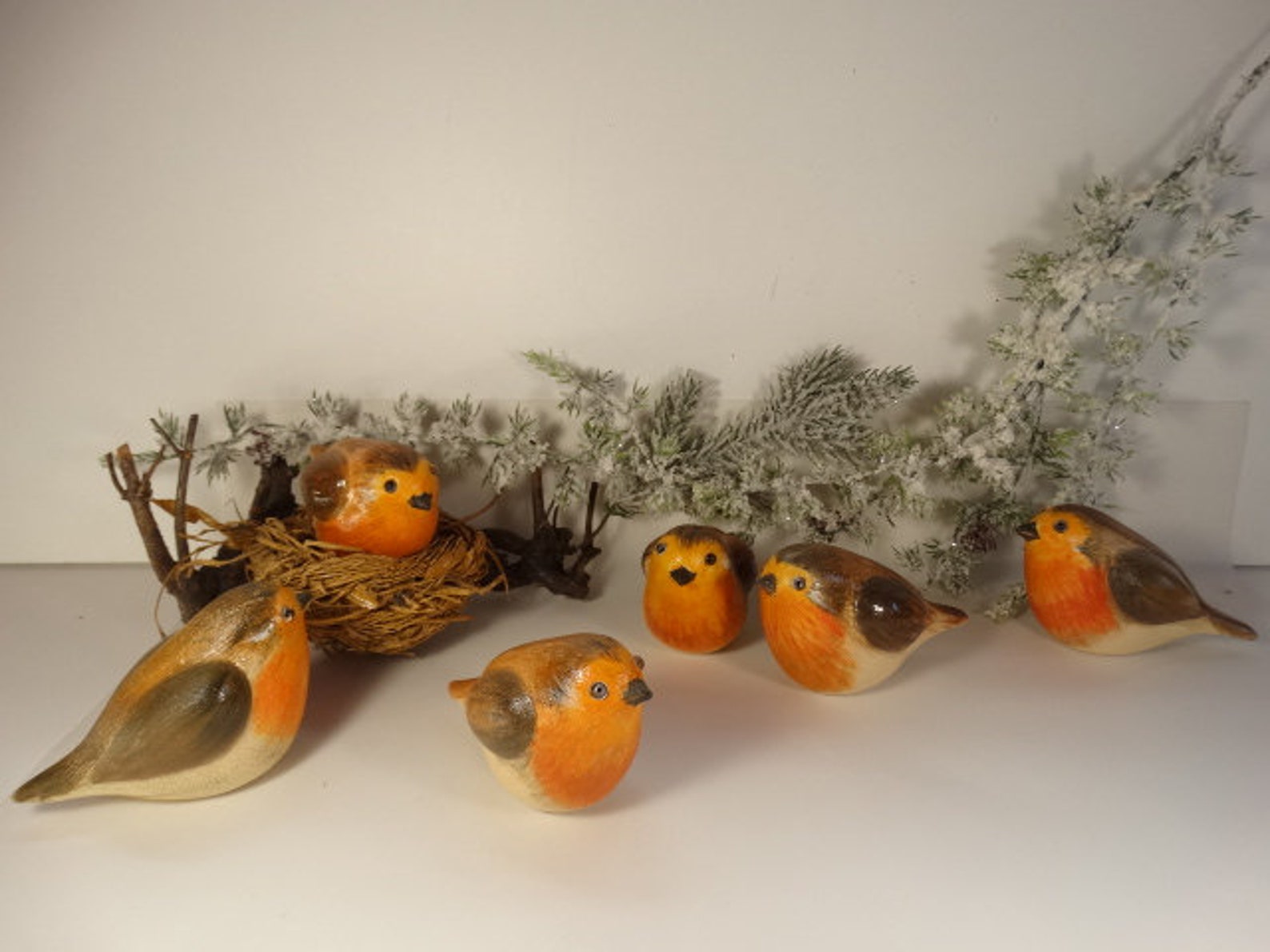 Ceramic Robin (1 Pc) – Handmade Life-size Bird Sculpture, Handpainted ...