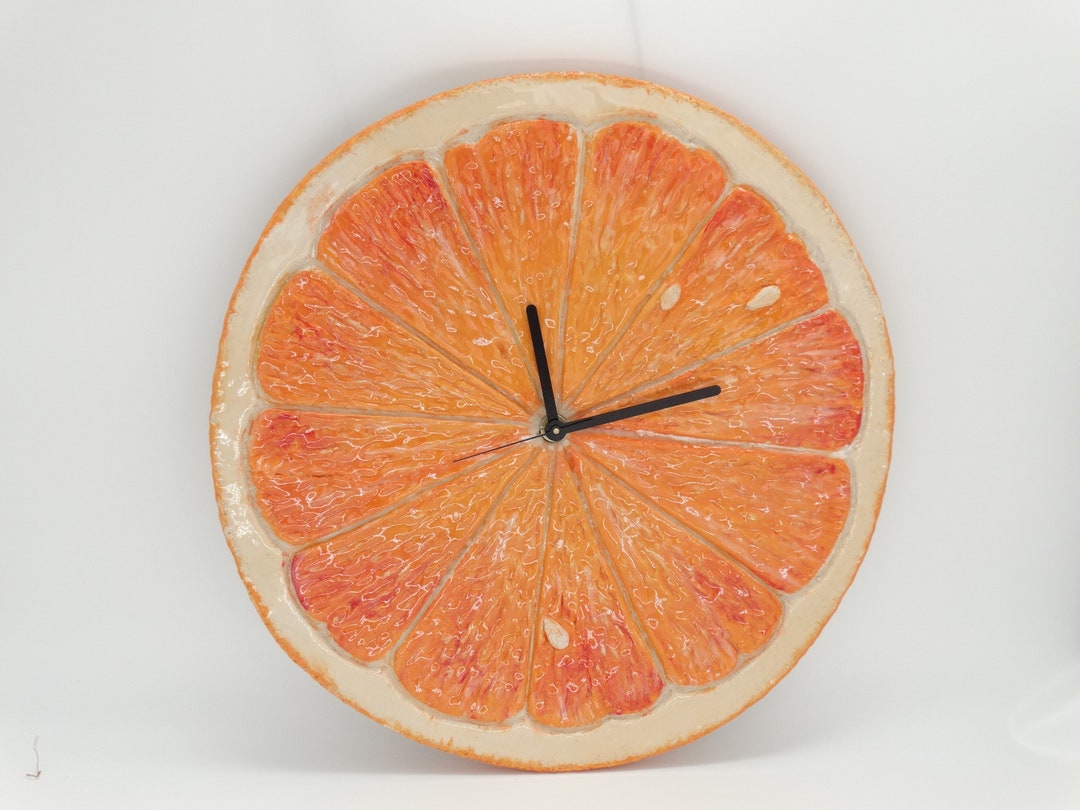 Ceramic Wall Clock Slice Orange Wall Clock Ceramic Slice Orange Wall ...