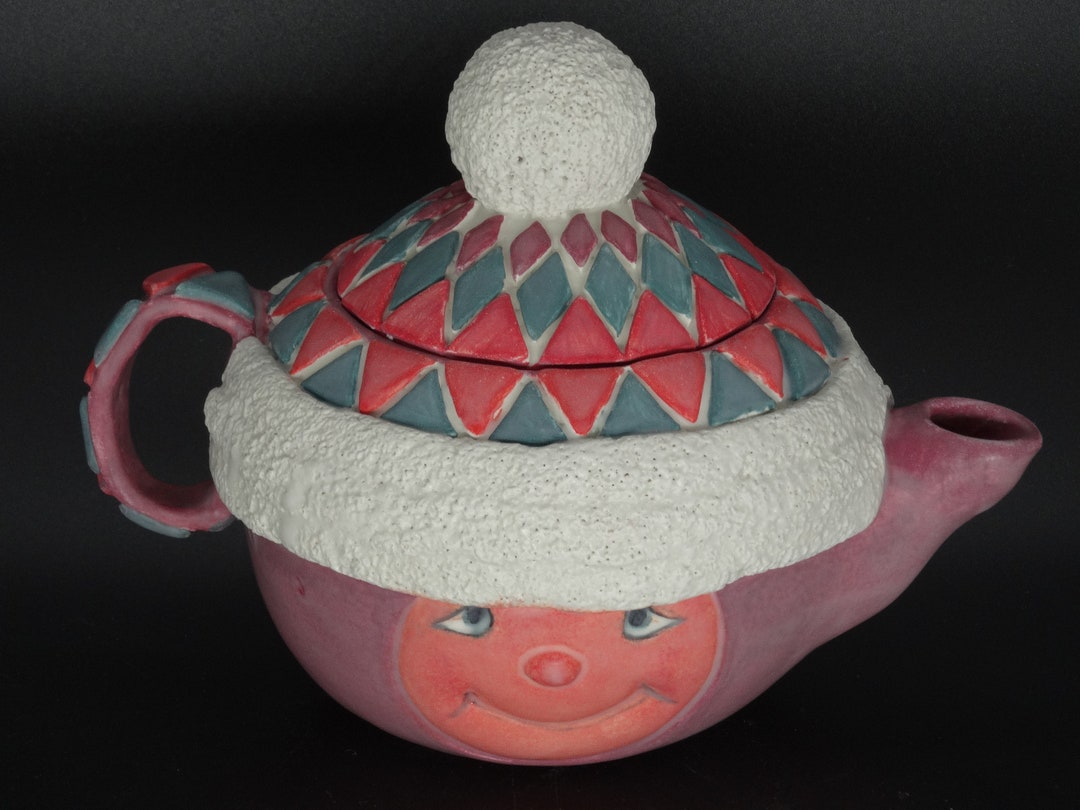 Ceramic Teapot for Two With a Smiley Face and Cap Wonderful Gift for ...