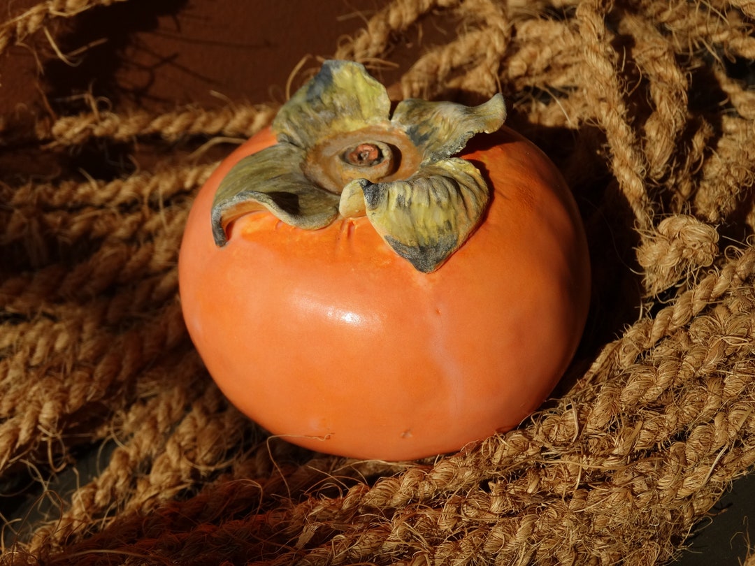 Ceramic Persimmon Lotus Winter Fruit Decorative for Kitchen Orange ...