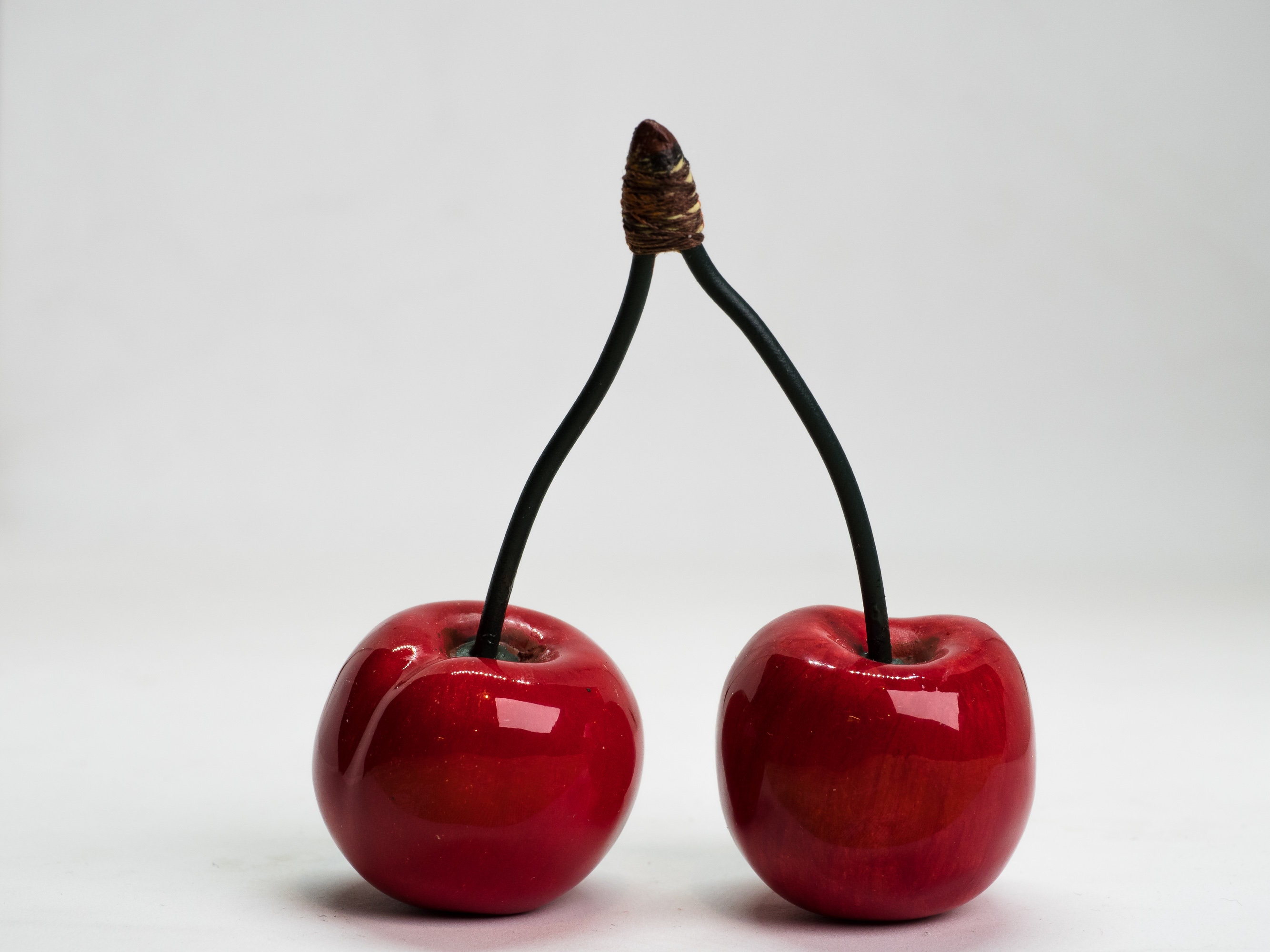 Ceramic Cherries Handmade Realistic (1 Pair) Life Size, Red Decorative ...