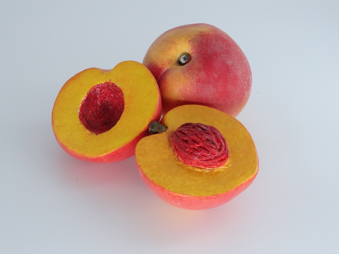 Ceramic Peach Cut in the Middle (two Half Piece) Realistic Peach ...
