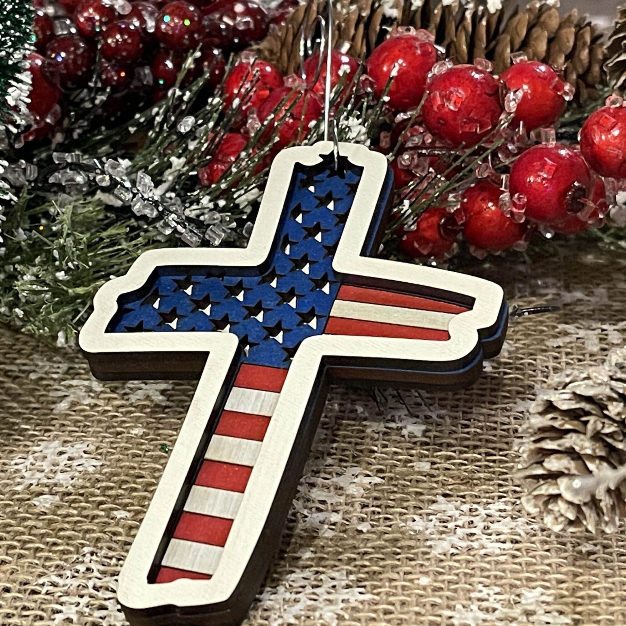 Cross Flag Digital Download Cross Flag Ornament SVG File in 3 | Etsy