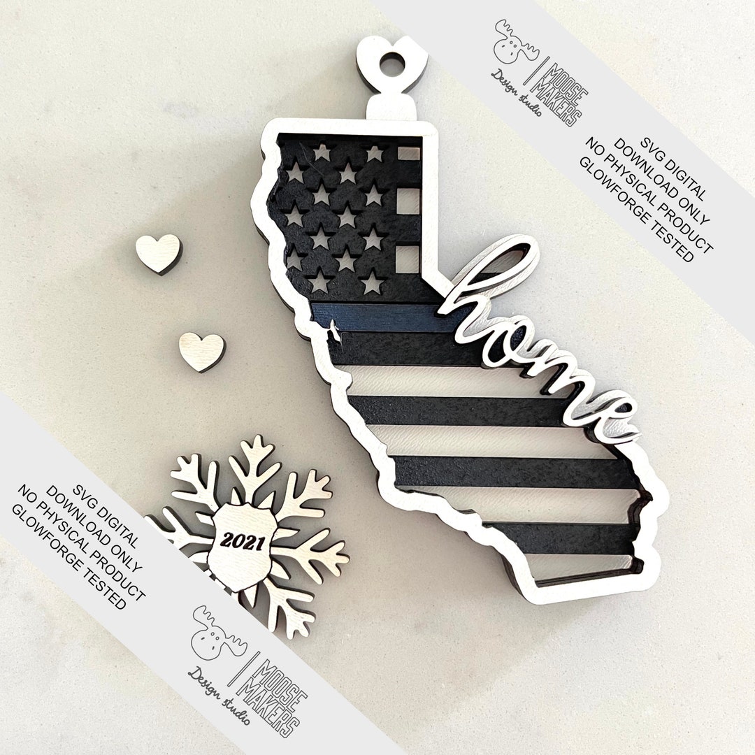 CA Blue Line Digital Download 2021 California Blue Line Police Ornament ...