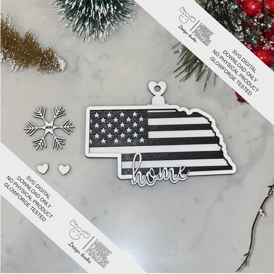 NE Home Flag Digital Download 2021 Nebraska Flag Ornament SVG File in 3 ...