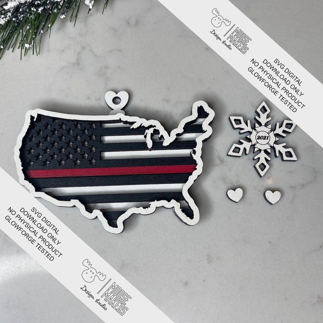 USA Red Line Digital Download 2021 United States Red Line Fire Ornament ...